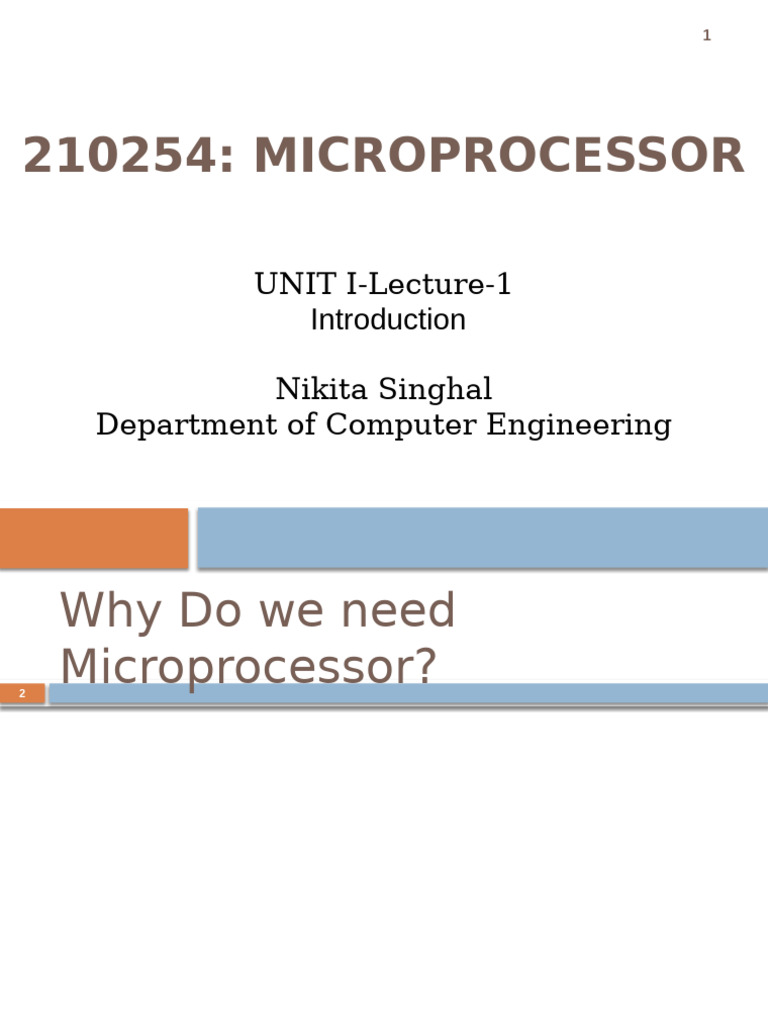 MP Unit I Lecture1 Introduction | PDF | Central Processing Unit | Microprocessor