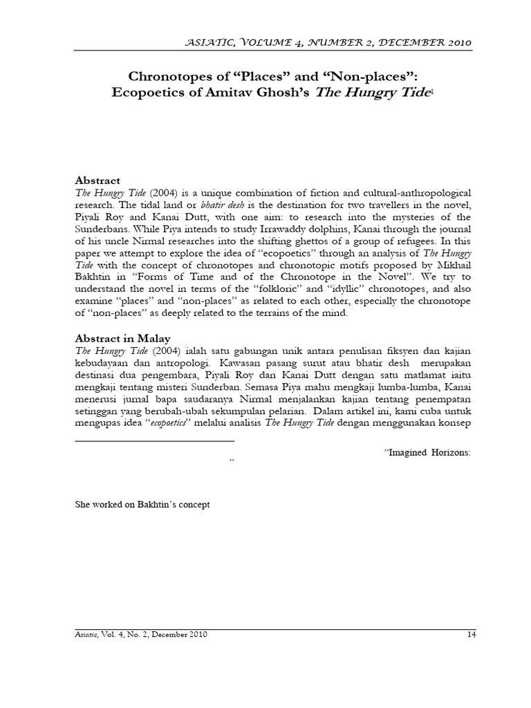 Ecopoetics in The Hungry Tide Analysis | PDF