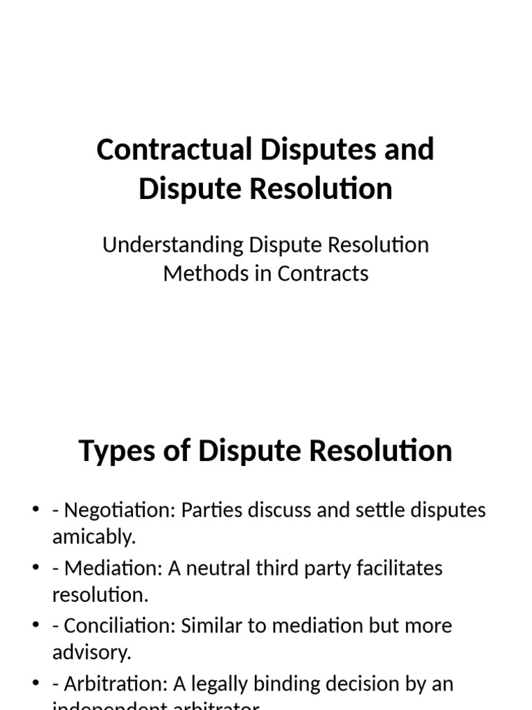 Contract Dispute Resolution Methods | PDF