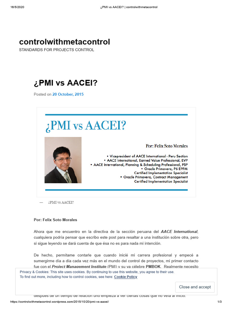 Comparativa PMI y AACEI en Proyectos | PDF | Gestión de proyectos