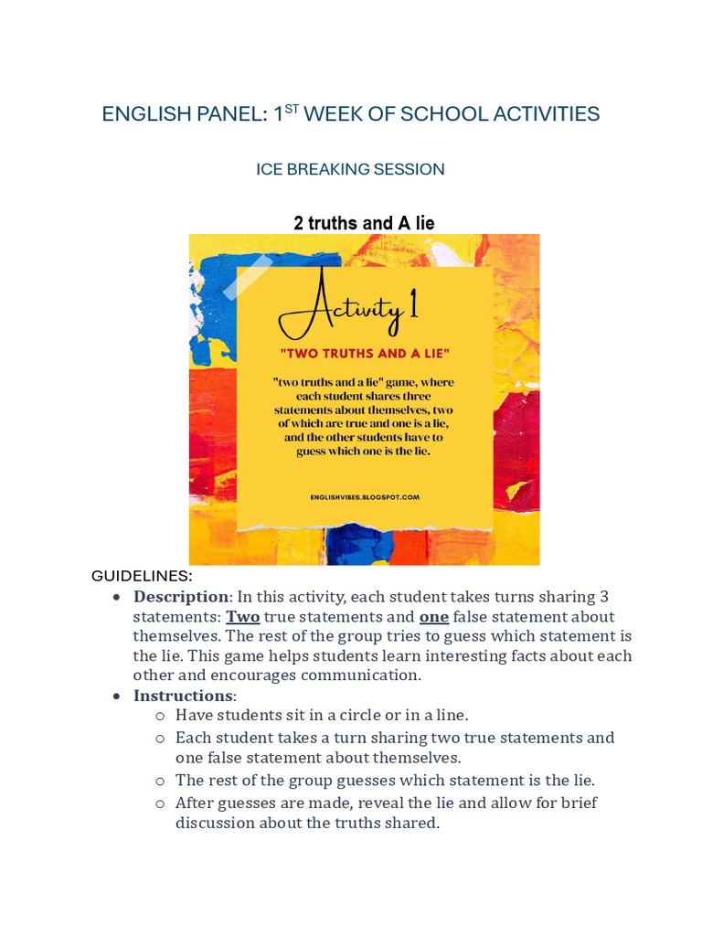 Guidelines To Execute Ice Breaking Session | PDF | Lie