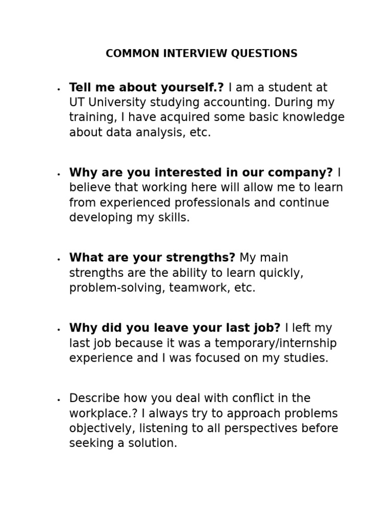 Common Interview Questions | PDF