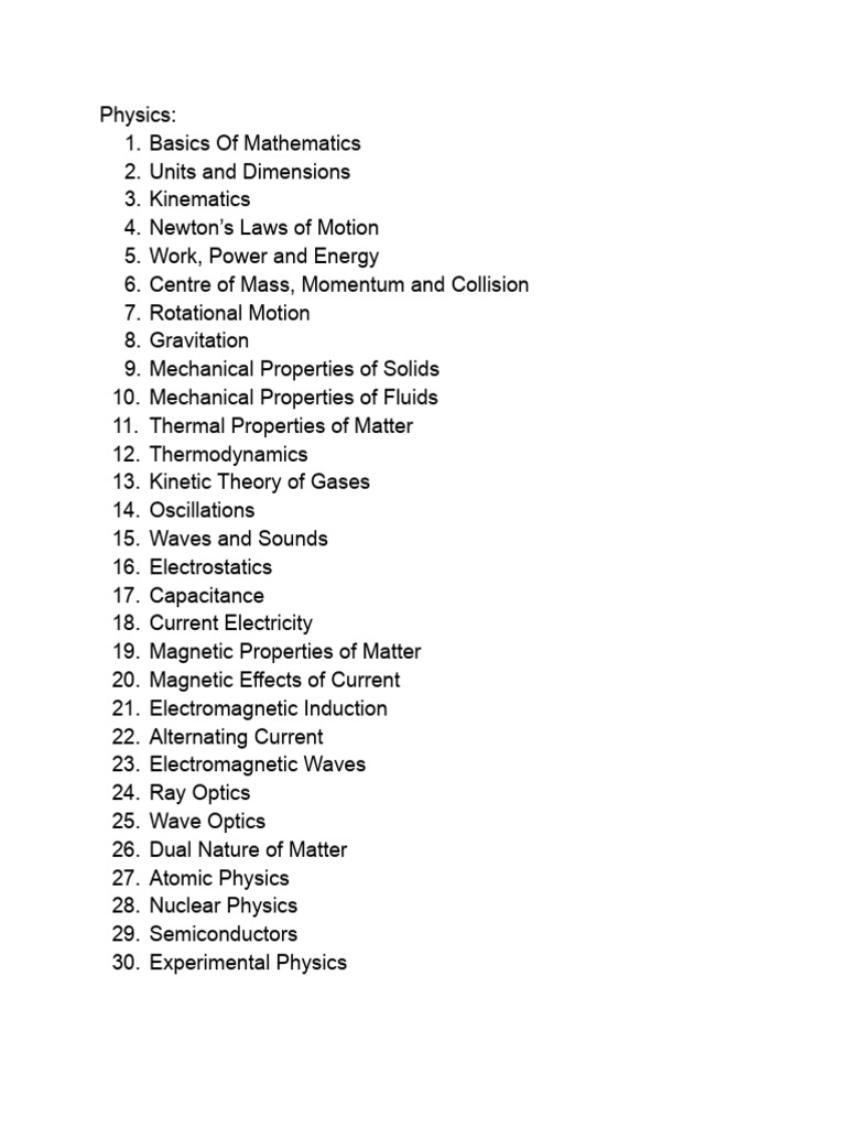 Comprehensive Physics Topics Overview | PDF