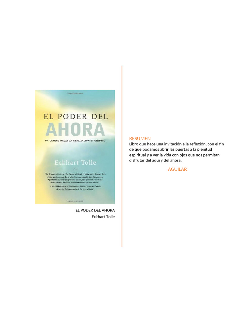 El Poder Del Ahora | PDF | Mente | Sufrimiento