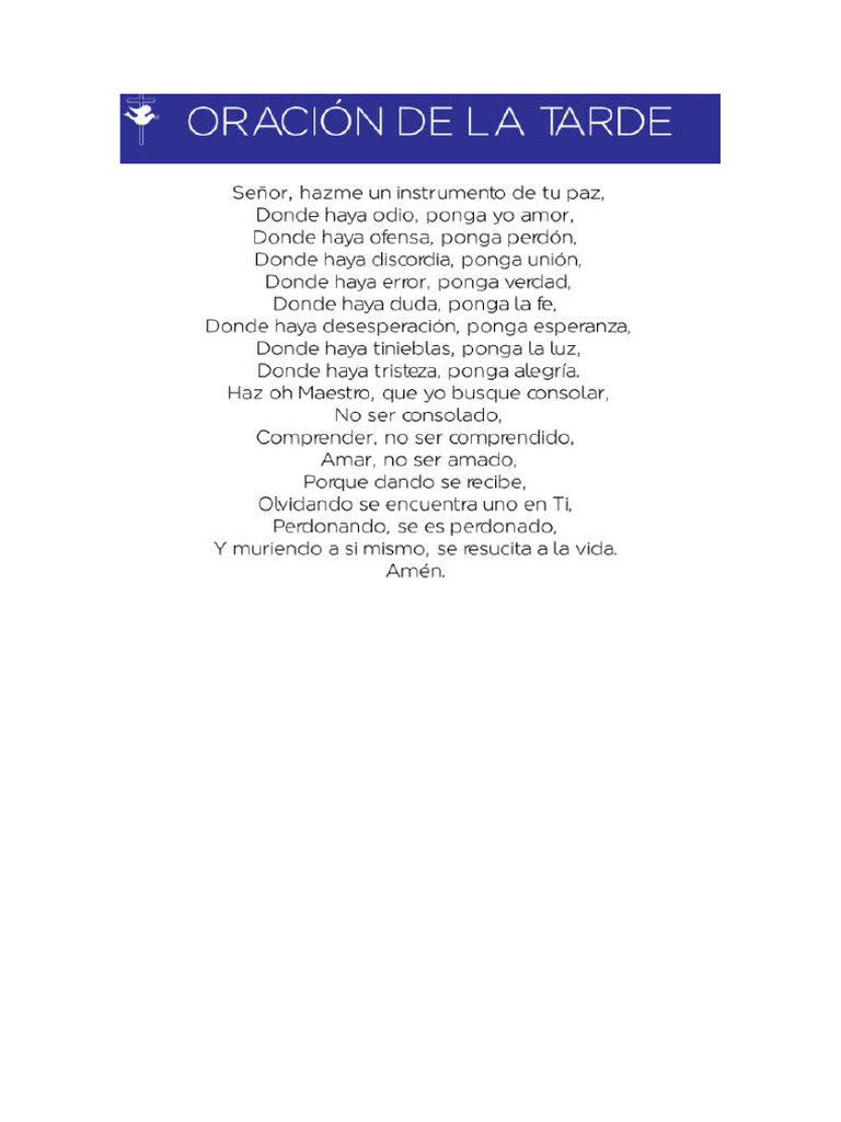 Oracion de La Tarde | PDF