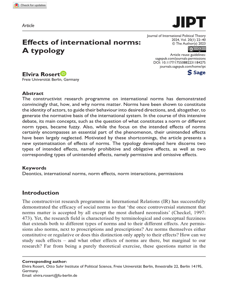 Effects of International Norms A Typology | PDF | Intention | Sovereignty