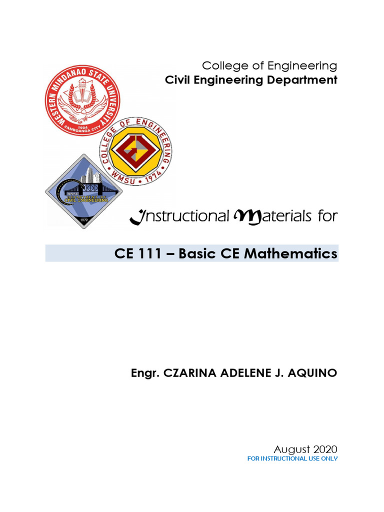 CE 111 Basic CE Mathematics Modules | PDF | Factorization | Polynomial