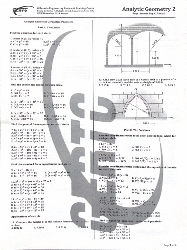 Analytic Geometry 2 Practice Problems | PDF