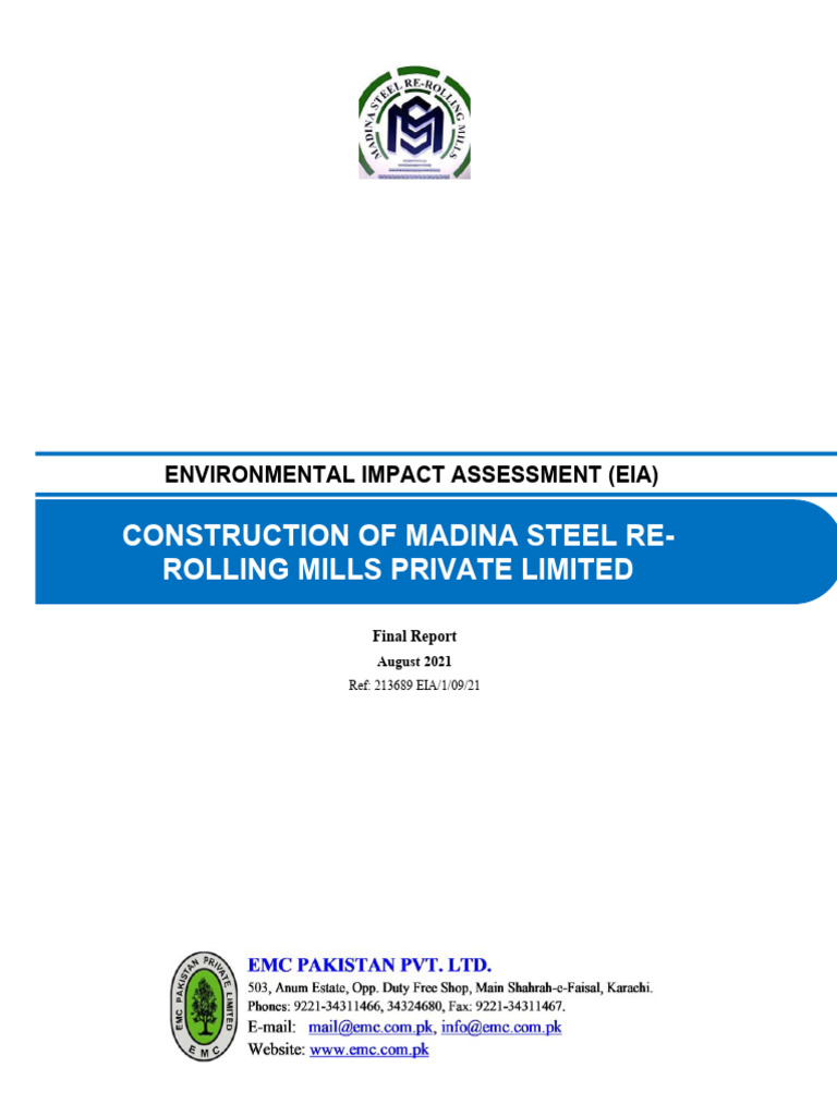 Final Report - EIA Madina Steel Re-Rolling Mills Private Limited | PDF | Waste | Environmental ...