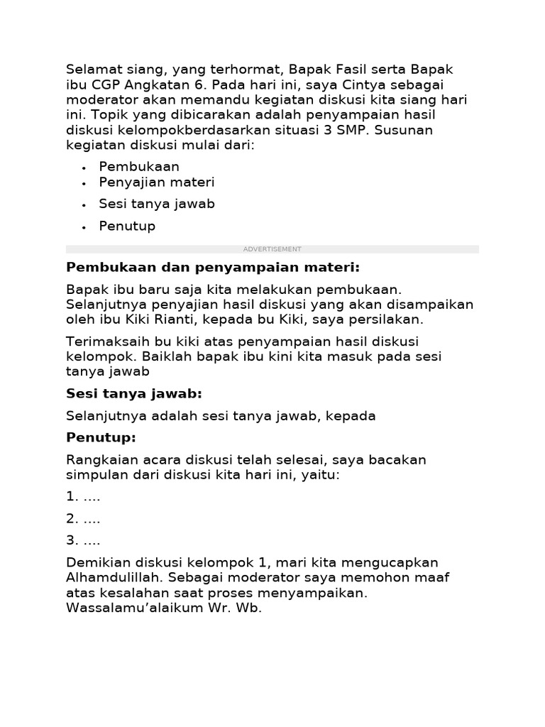 Peran Moderator dalam Diskusi SMP | PDF