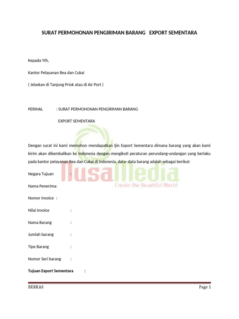 Permohonan Ijin Export Sementara | PDF