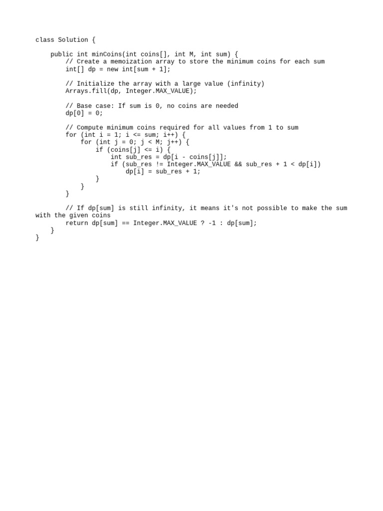 Coin Change (Minimum Coins) | PDF