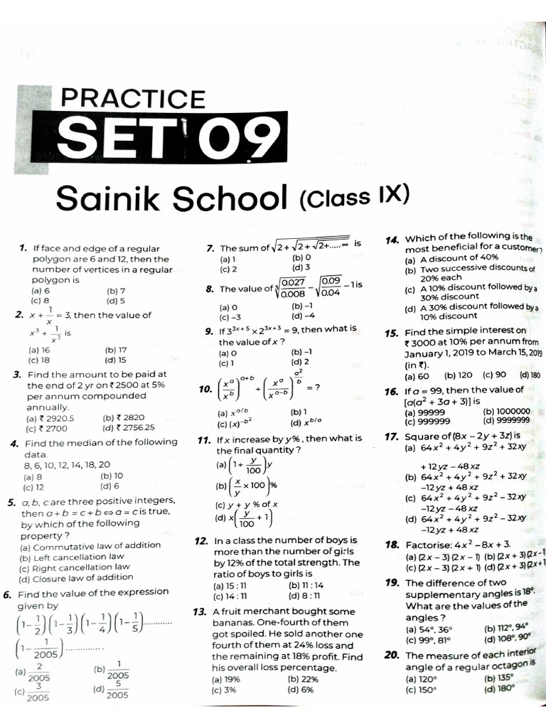 AISSEE Set 9 Class 9 | PDF