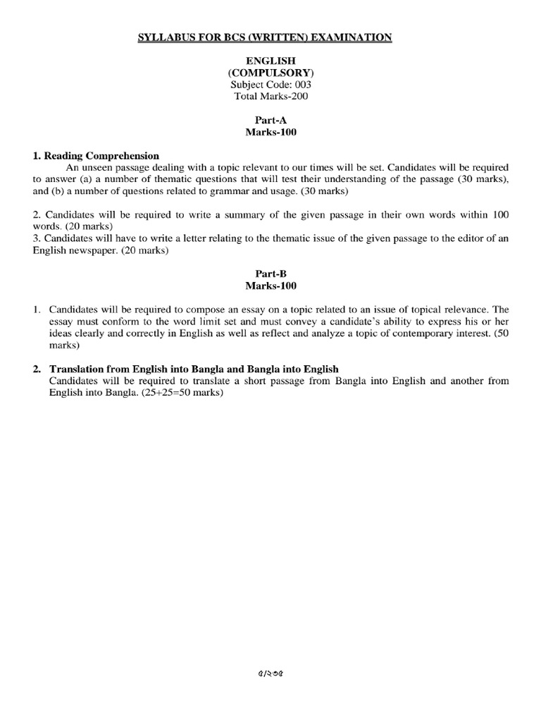SYLLABUS FOR BCS (WRITTEN) EXAMINATION - Page - 5 - Page - 5 | PDF