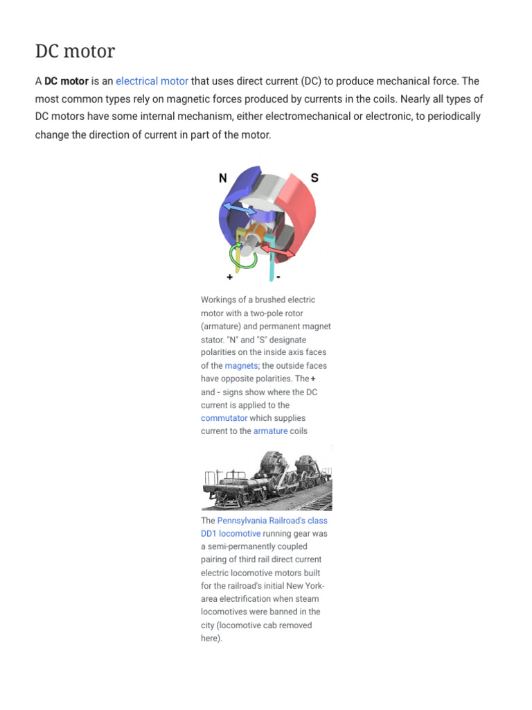 DC Motor - Wikipedia | PDF | Electric Motor | Electric Power