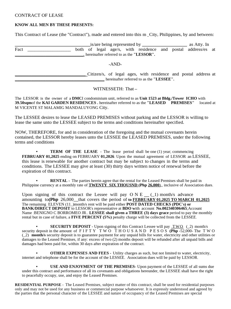Contract of Lease Nelson Aquino | PDF | Lease | Common Law