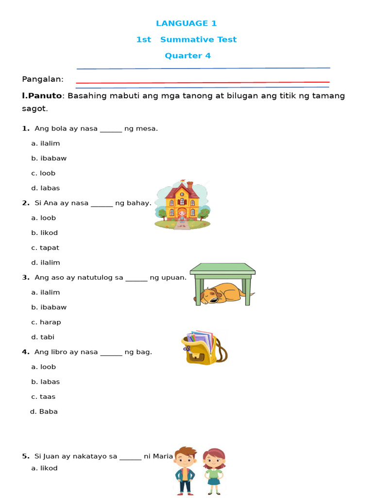 Summative Test No.1 LANGUAGE Q4 | PDF