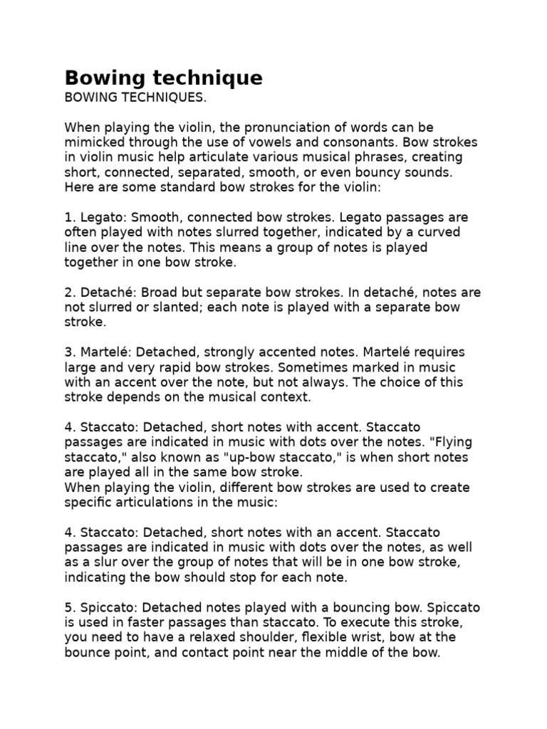 Bowing technique20240514151946 | PDF | String Instruments | Harmonic
