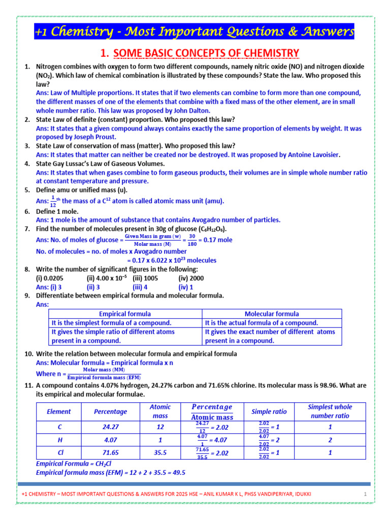 Key Chemistry Q&A for 2025 Exams | PDF | Acid | Photoelectric Effect