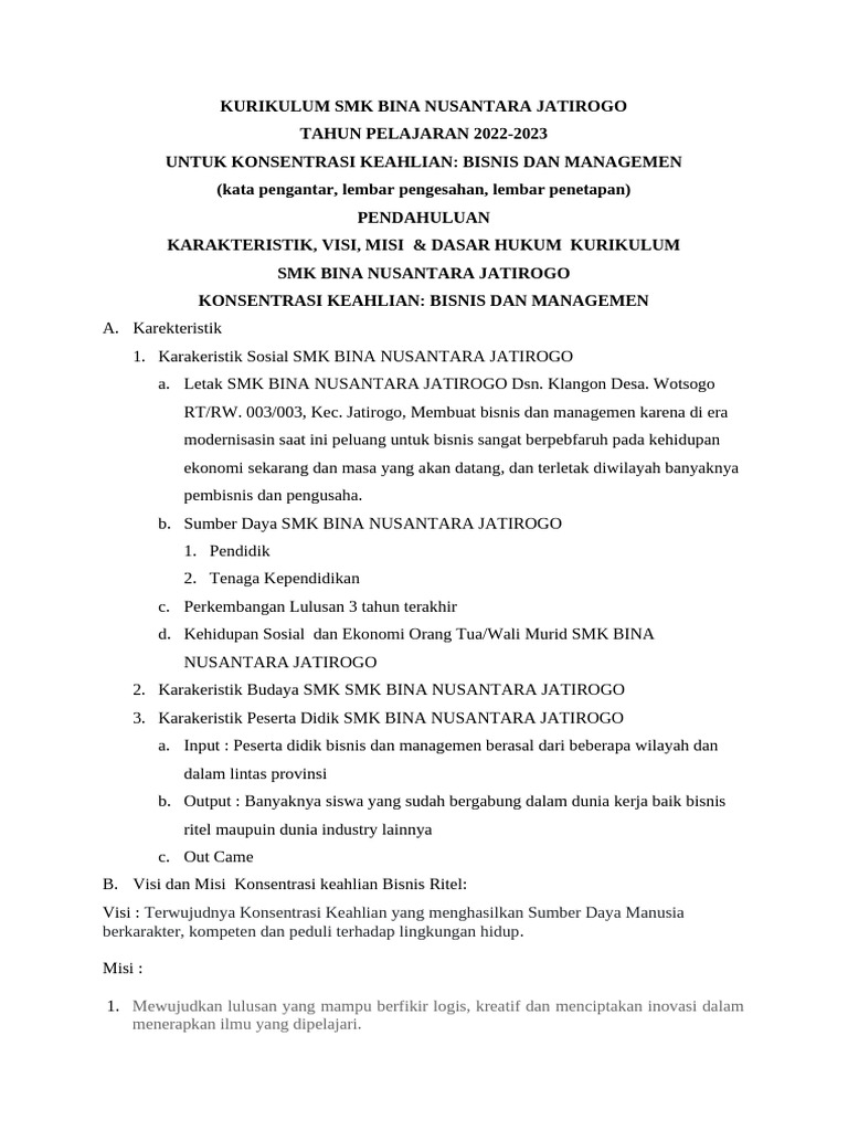 Struktur Kurikulum SMK (1) Bisnis Ritel Print | PDF