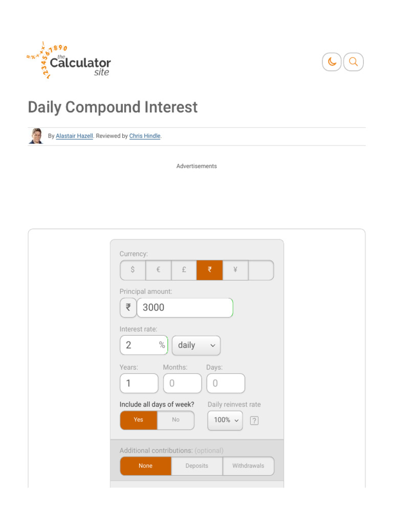 Daily Compound Interest Calculator | PDF | Interest | Compound Interest