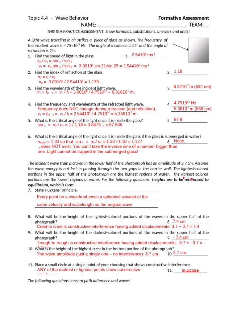 4.4 Wave Behaviour Wiki ANS | PDF | Wavelength | Waves