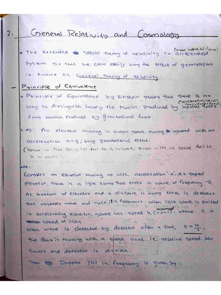 m2 Full Note General Relativity and Cosmology 6th Sem Relativistic | PDF
