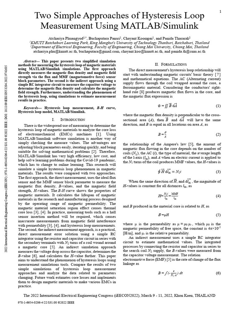 Two Simple Approaches of Hysteresis Loop Measurement Using MATLAB ...