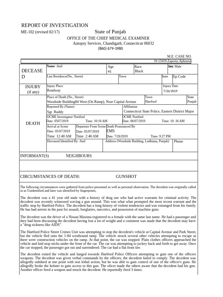 Autopsy Report: Gunshot Homicide Case | PDF | Autopsy | Forensic Science