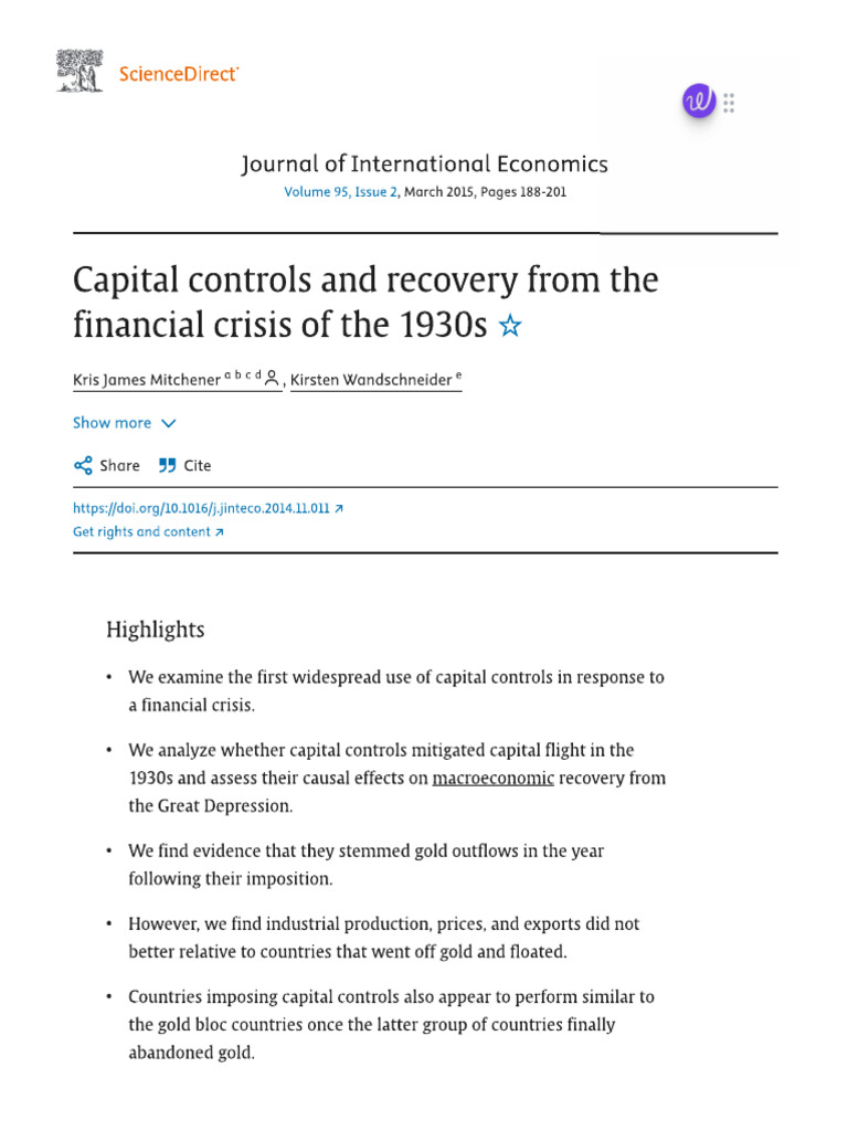 Crisis and Capital Controls | PDF