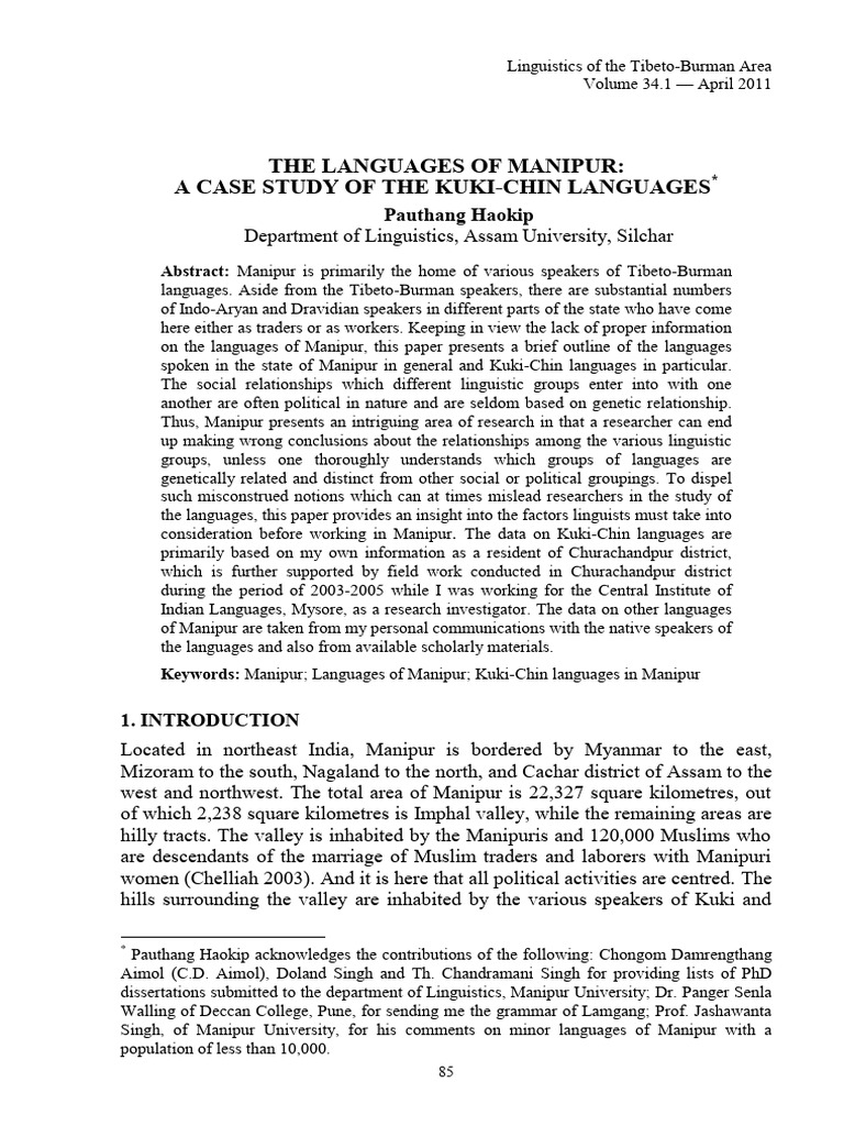 The Languages of Manipur A Case Study of | PDF | Language Families ...