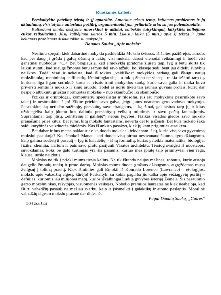 D. Sauka Apie Moksla 11 | PDF