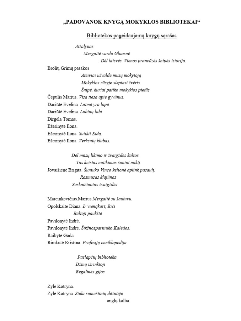 Pageidaujamu Knygu Sarasas | PDF