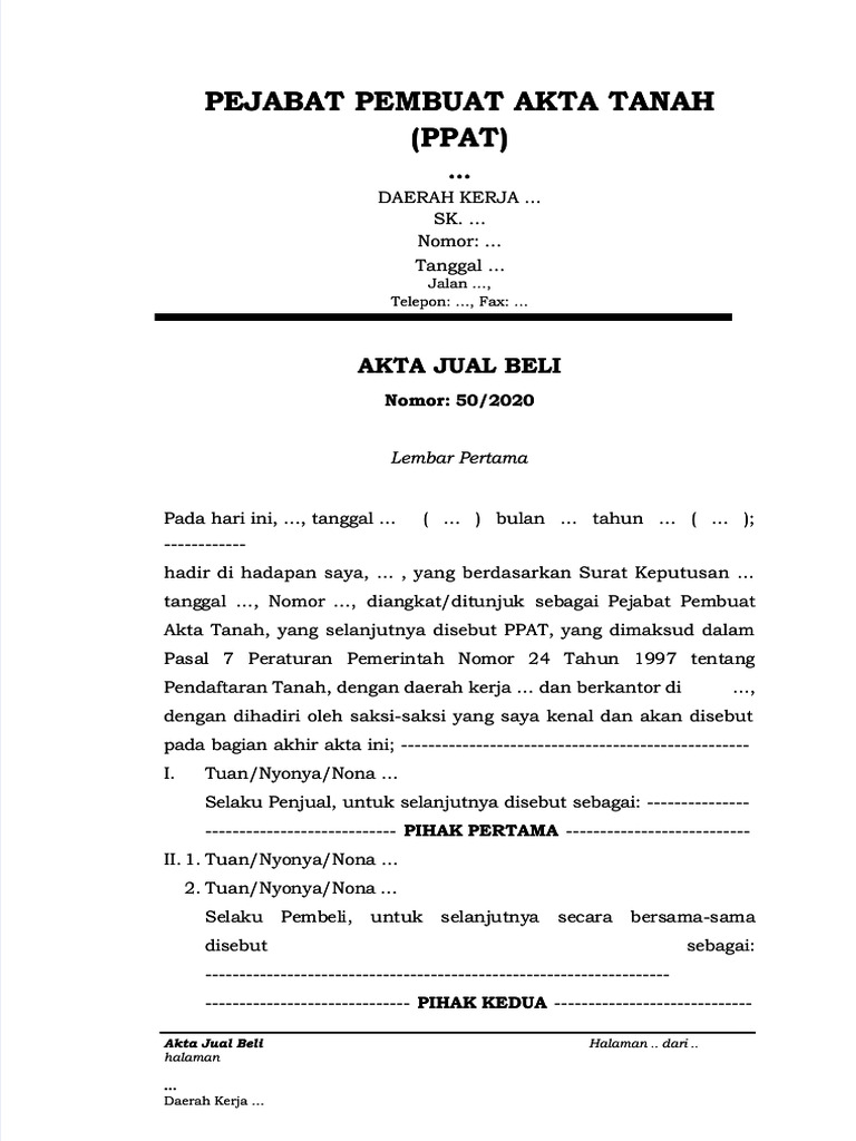 Contoh Akta Jual Beli Rumah PDF 3 | PDF