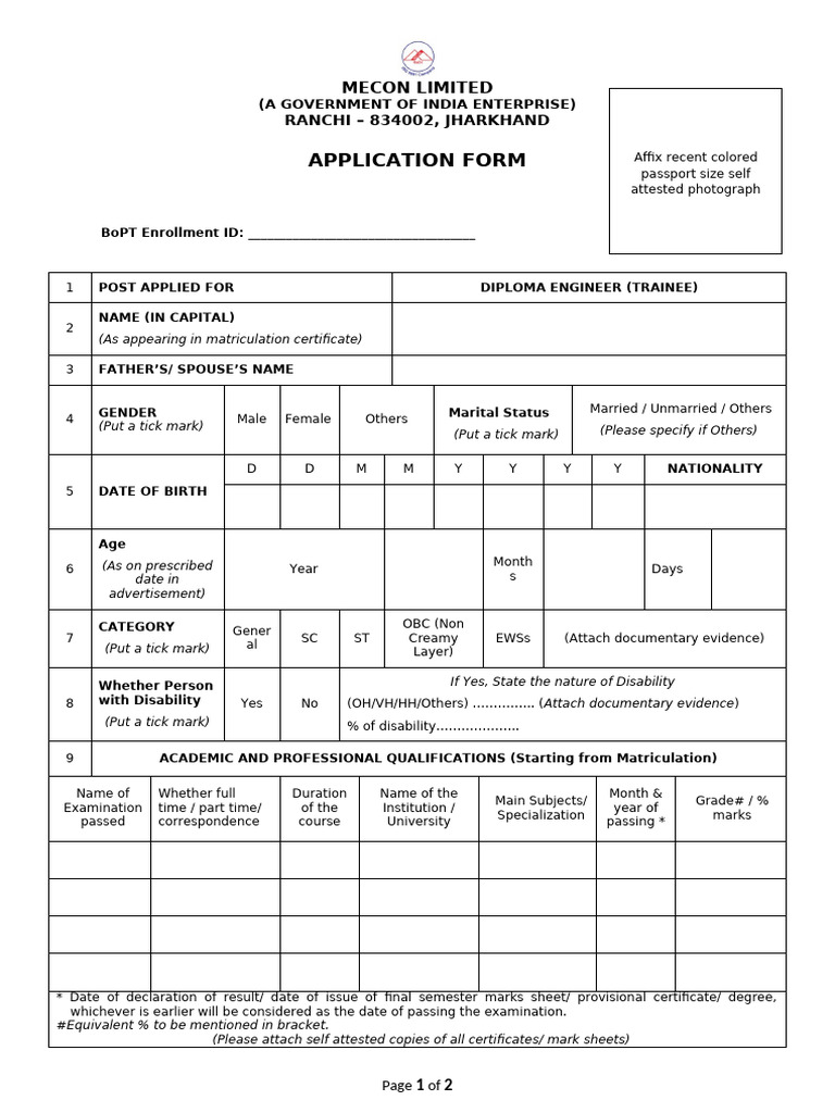 Application form DIPLOMA | PDF | Vocational Education | Educational Stages
