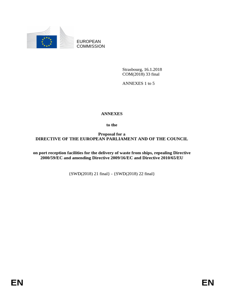Port Waste Reception Directive Proposal | PDF | Waste | Shipping