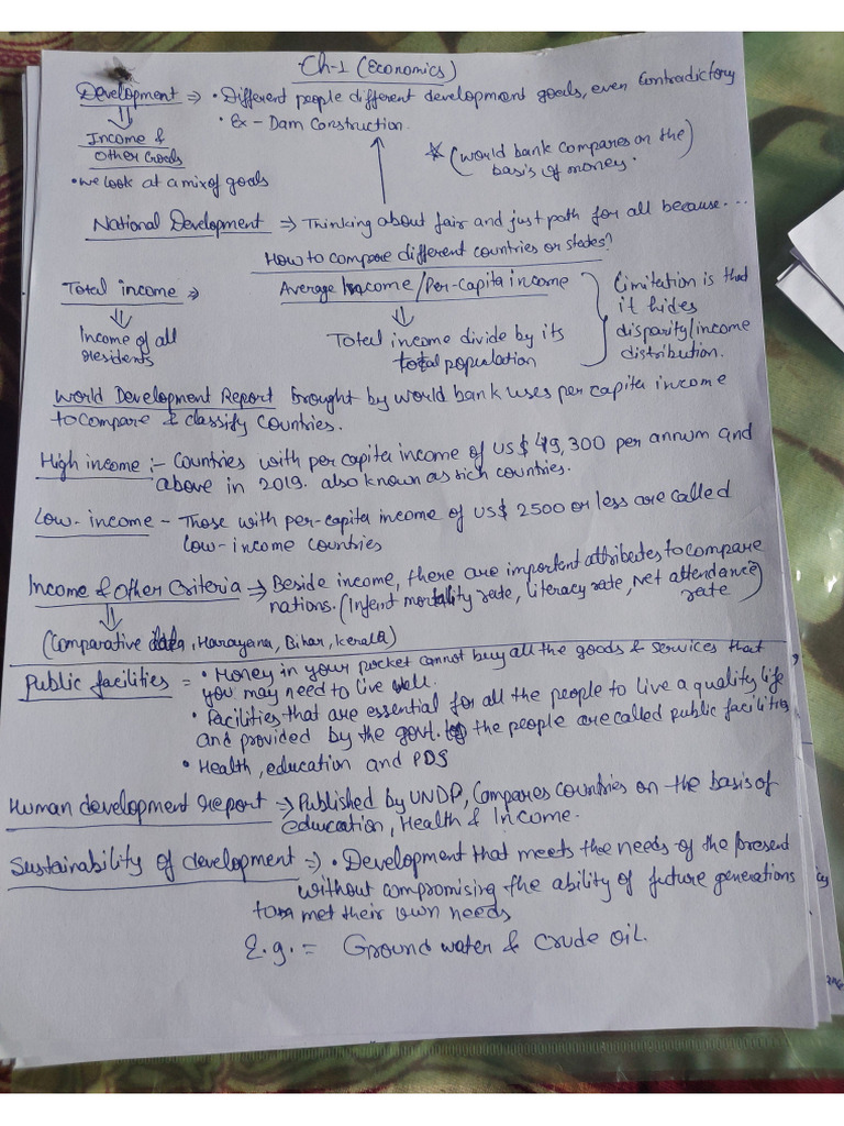 Economics Short Notes Class 10 | PDF