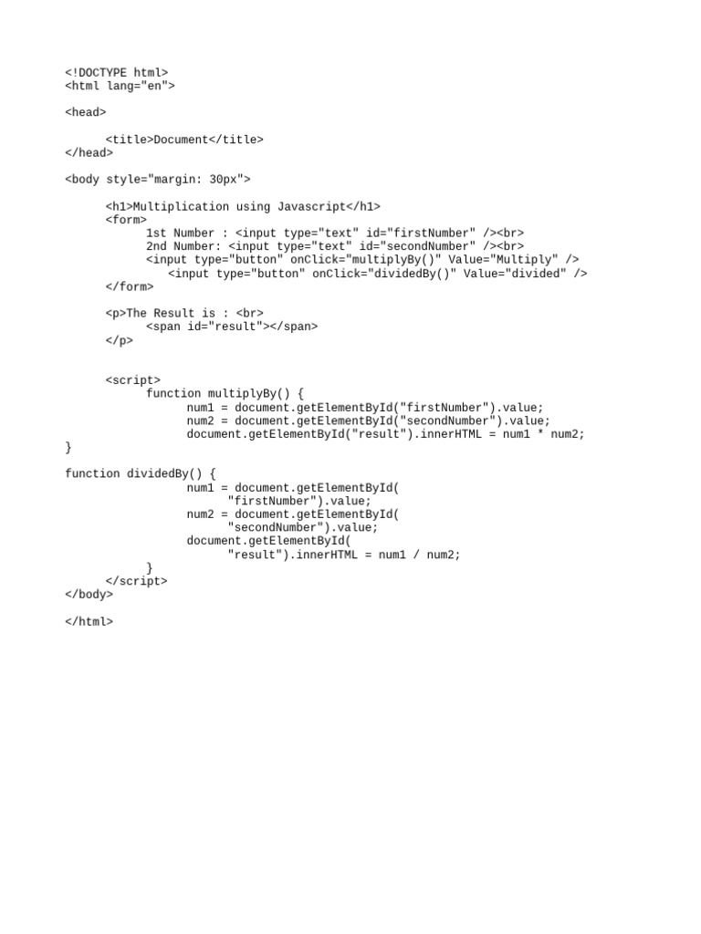 Javascript Multiplication and Division Tool | PDF