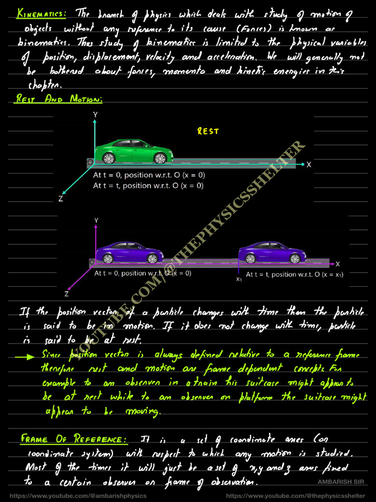 6 KINEMATICS MOTION IN 1D NOTES T25J1-min | PDF | Kinematics | Velocity