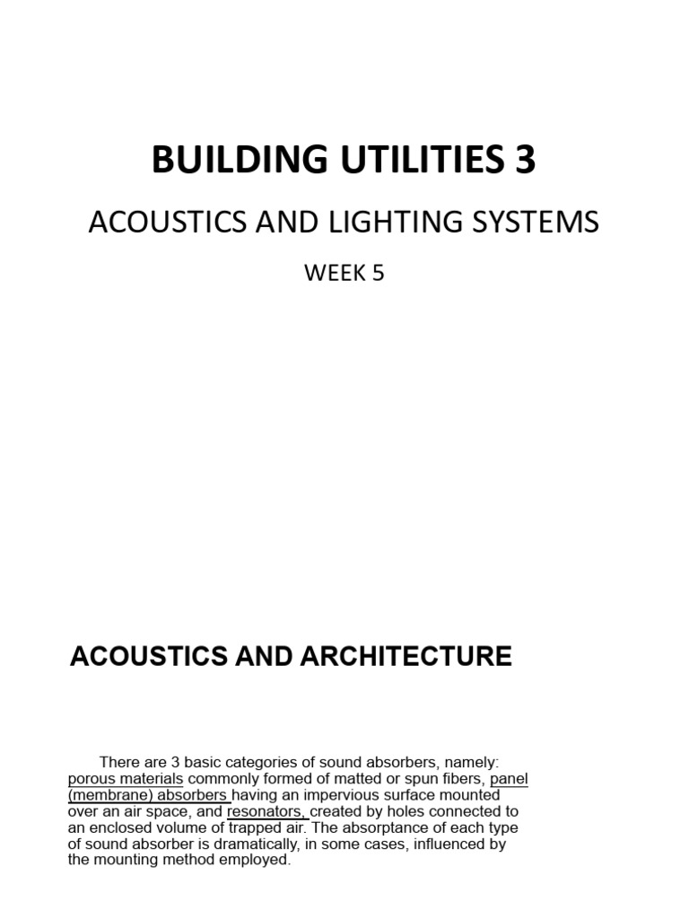 Building Utilities 3 - Week 5 | PDF | Materials | Acoustics