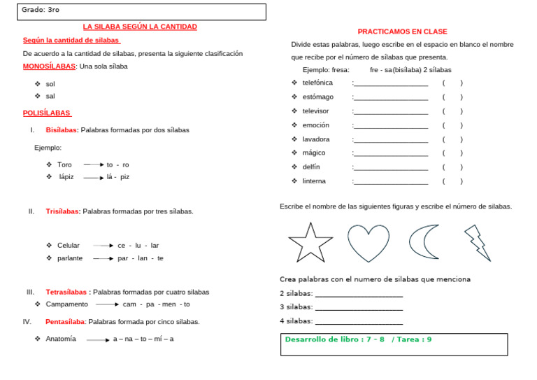 LA SILABA SEGÚN LA CANTIDAD 3ero | PDF