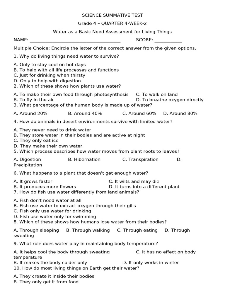 SCIENCE Formative Assessment 2 | PDF