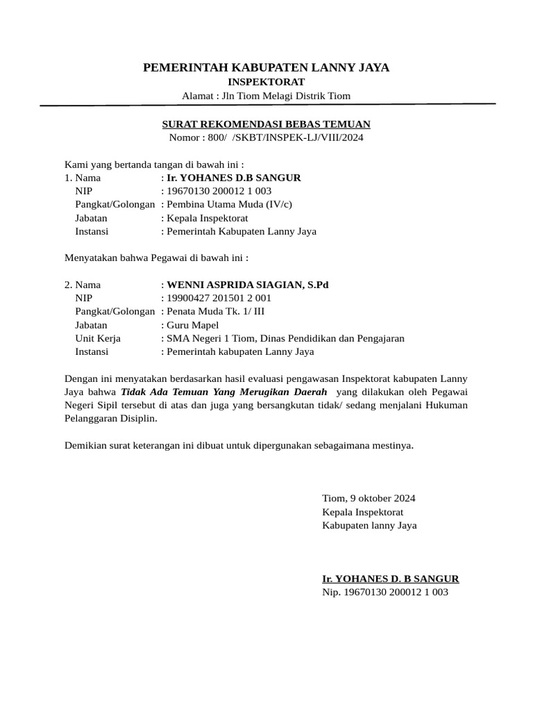 Surat Inspektorat | PDF