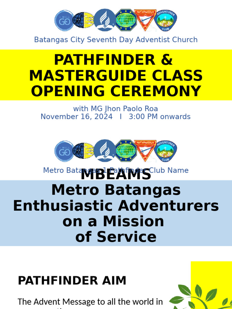 Pathfinder and Masterguide Opening Ceremony | PDF