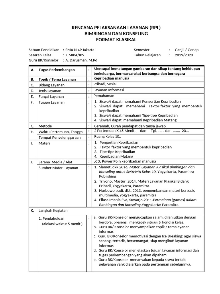 RPL BK Kepribadian Manusia | PDF