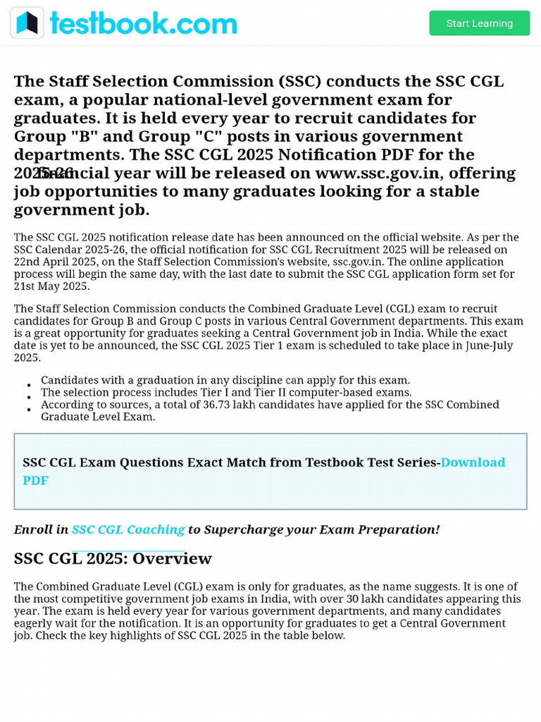 SSC CGL 2025exam Info | PDF