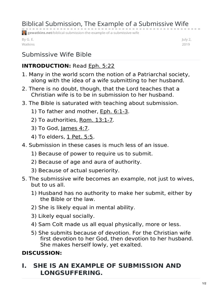 Biblical Submission: The Submissive Wife | PDF | Bible | Christian ...