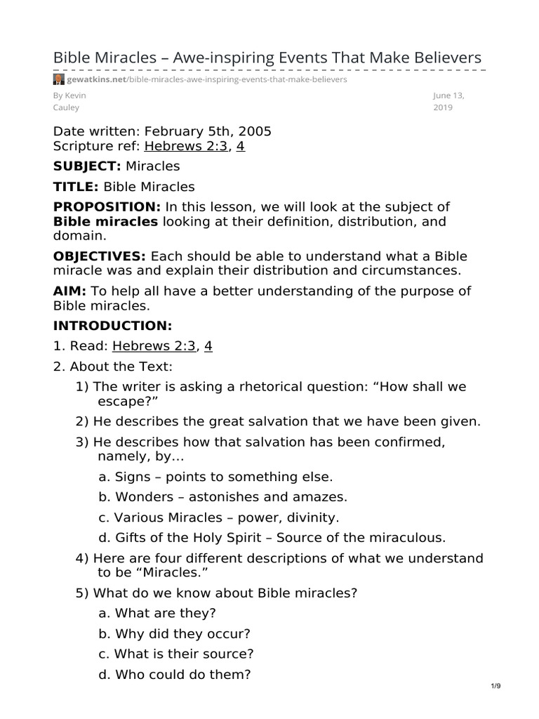 Understanding Bible Miracles | PDF | Miracle | Acts Of The Apostles