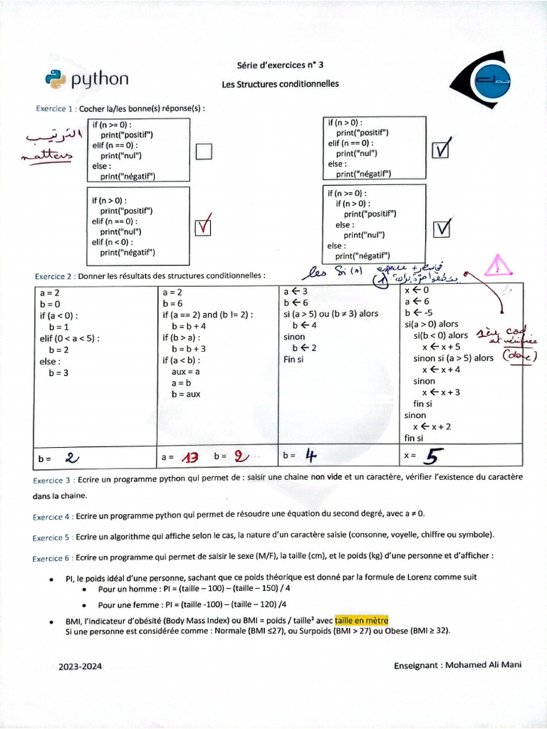 Série D'exercices N°3 Sciences Informatique | PDF