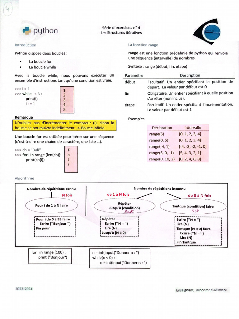 Série D'exercices N°4 Sciences Informatique | PDF